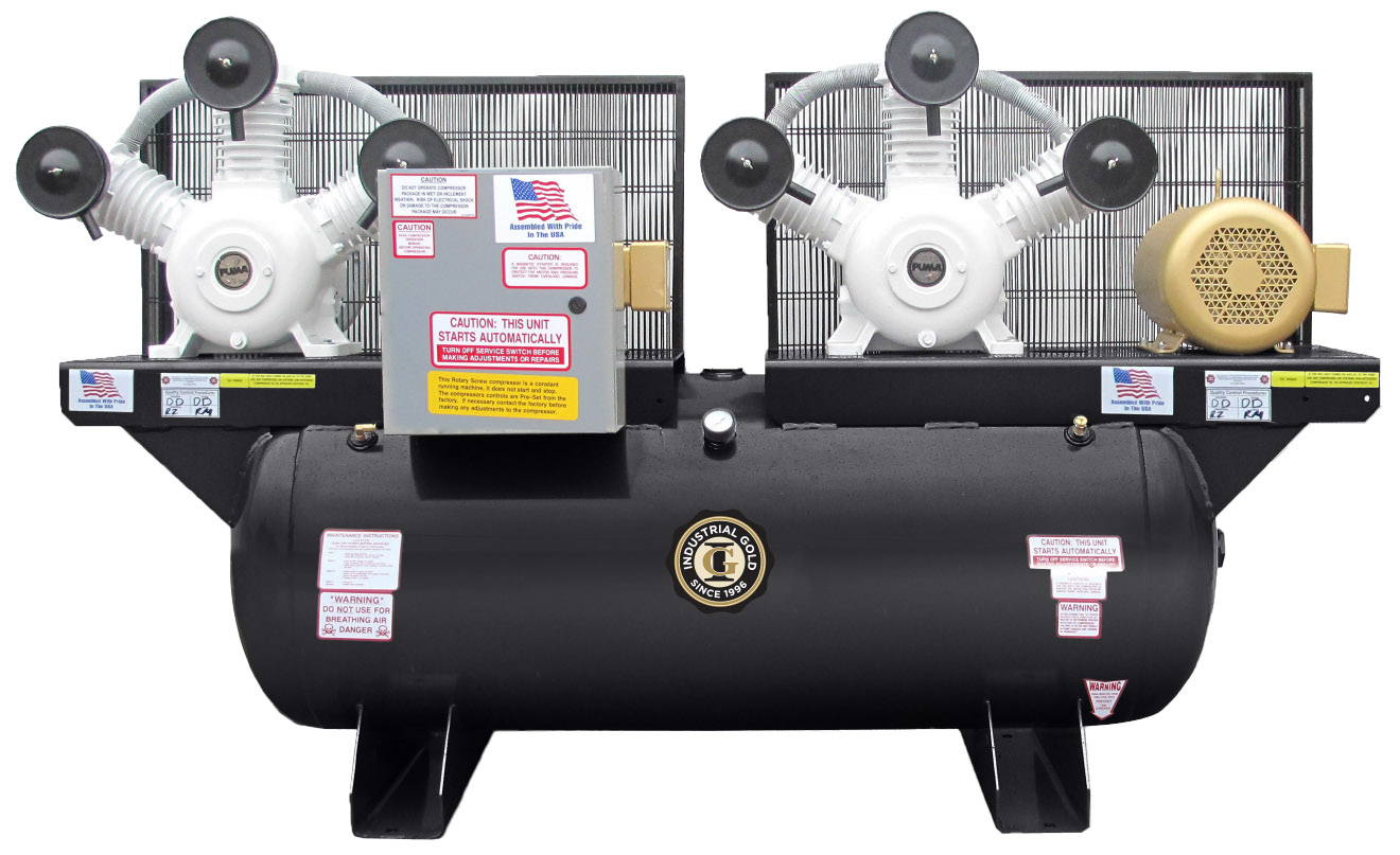 Industrial Gold Duplex Oilless Piston Air Compressor | Oilless Piston ...
