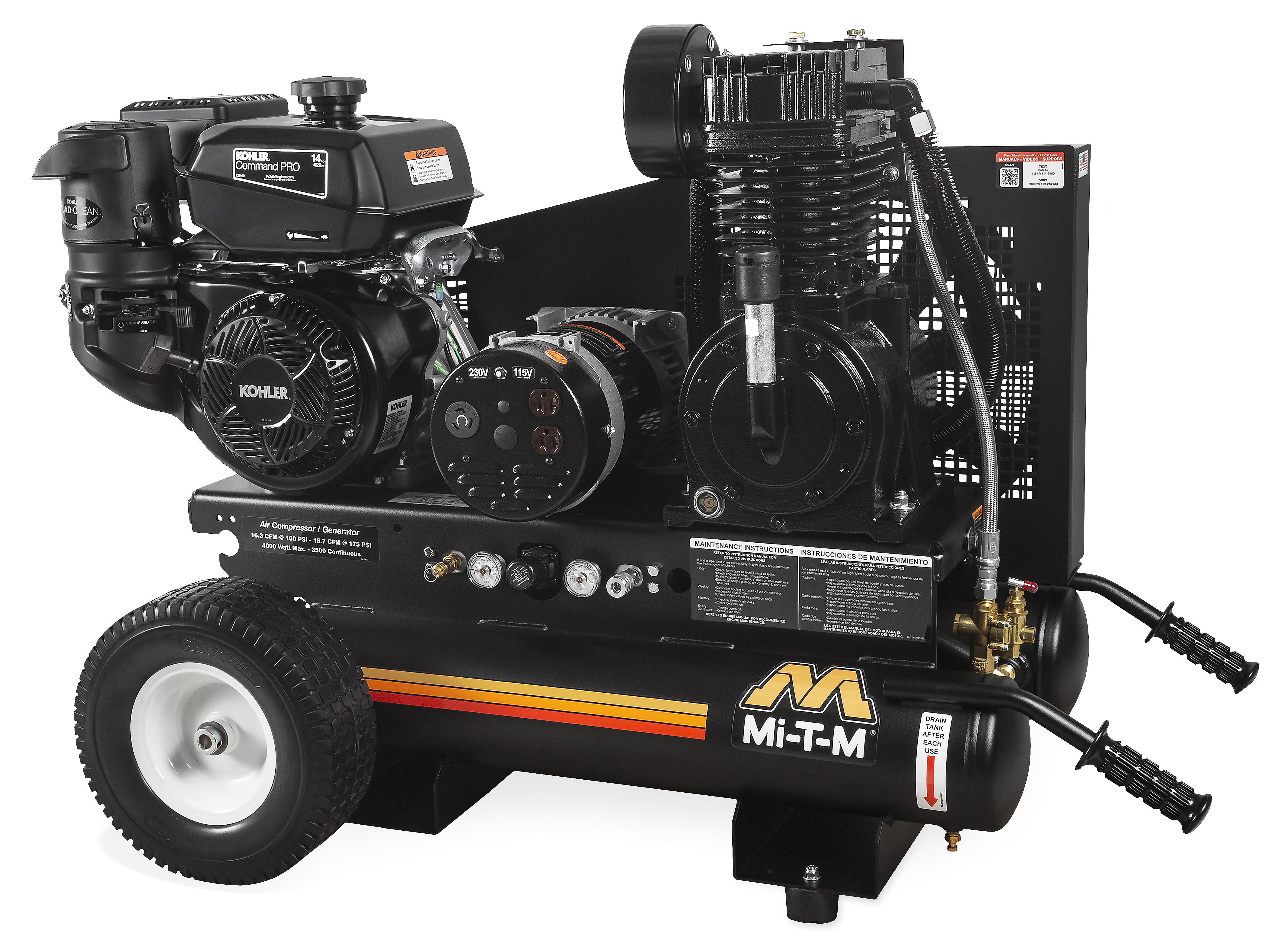 Mi-T-M 8 Gal Two Stage Industrial Air Compressor/Generator Combo | Gas ...