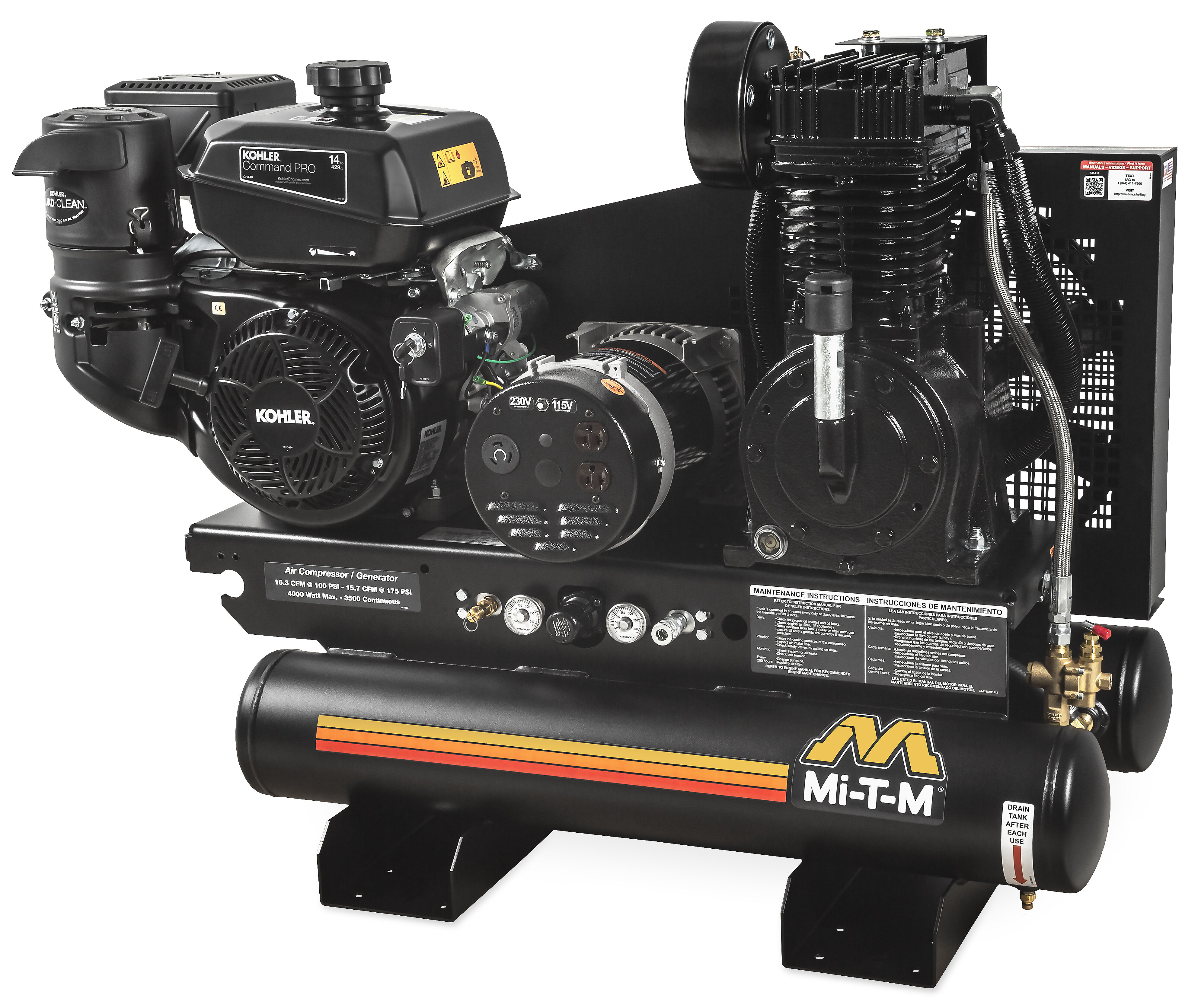 Mi-T-M 8 Gal Two Stage Stationary Industrial Air Compressor/Generator ...