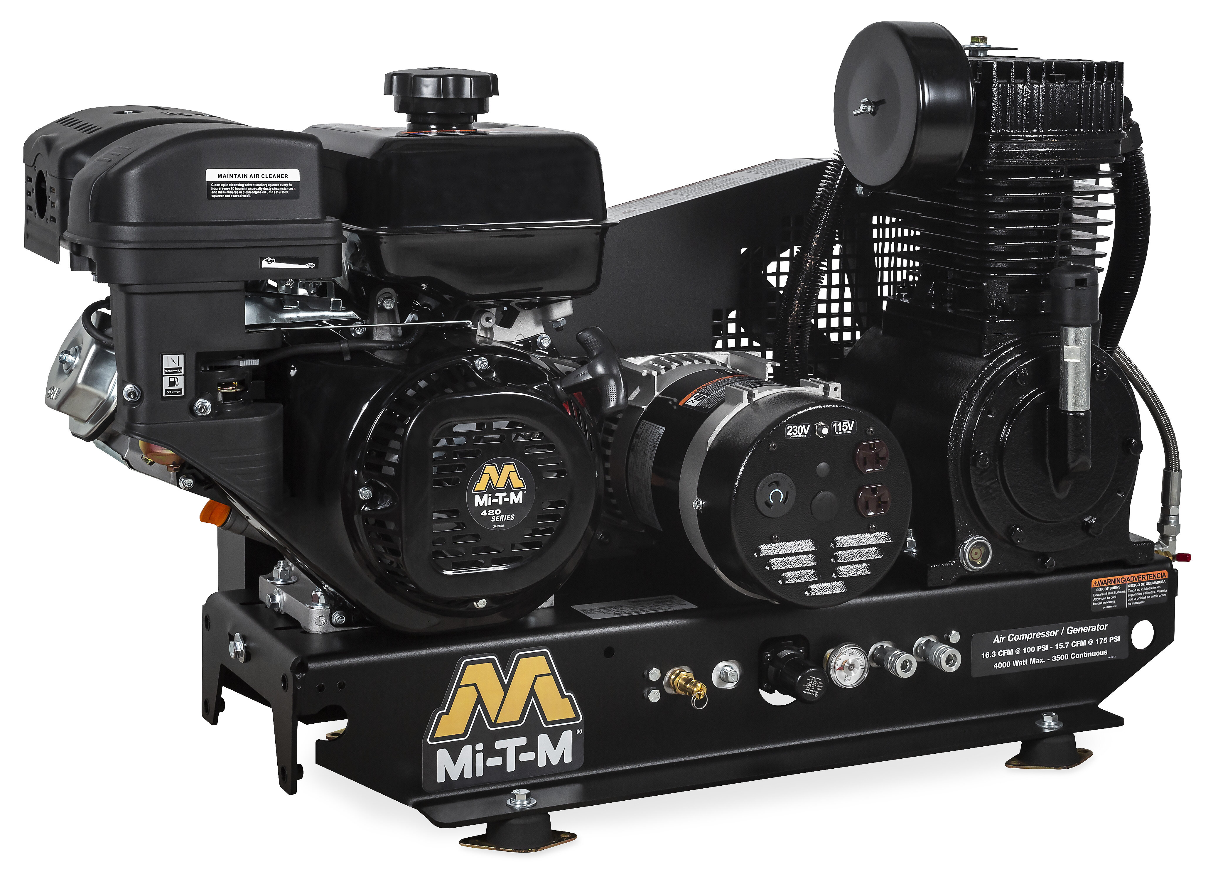 Mi-T-M 8 Gal Two Stage Base-Mount Industrial Air Compressor/Generator ...
