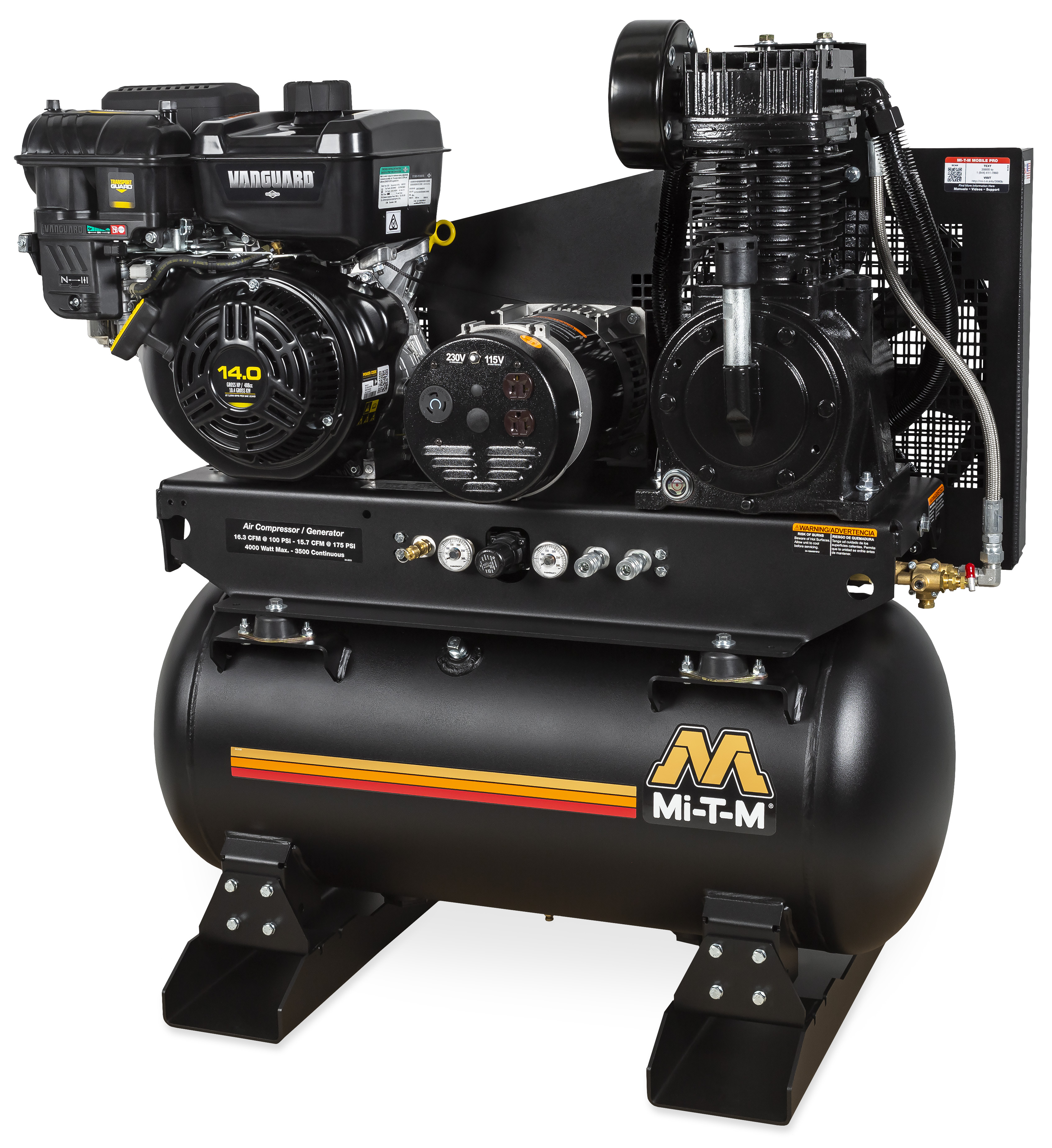 Mi-T-M 30 Gal Two Stage Industrial Air Compressor/Generator Combo | Gas ...