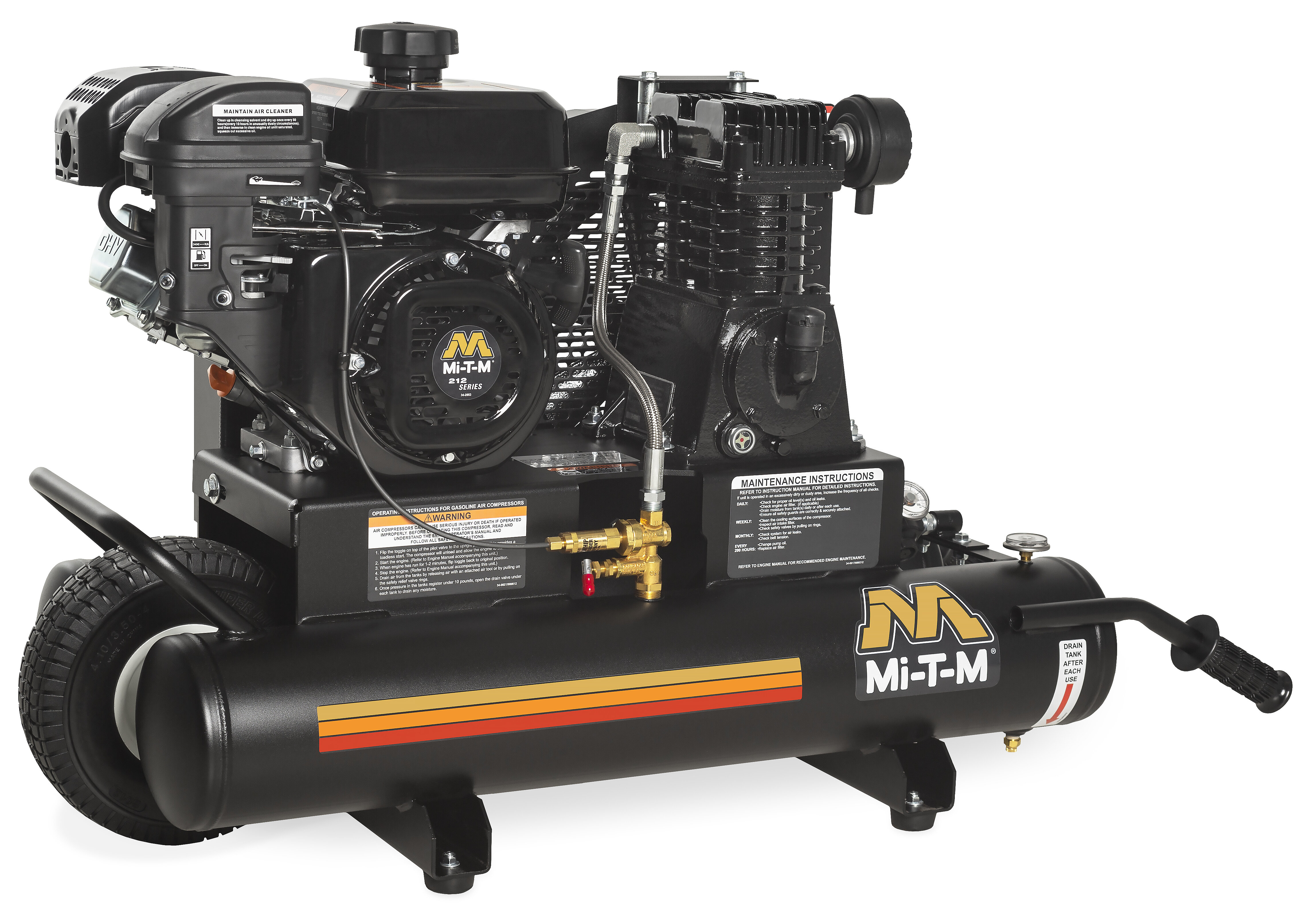 Mi-T-M 8 Gal Industrial Single Stage Gasoline Air Compressor | Gas ...