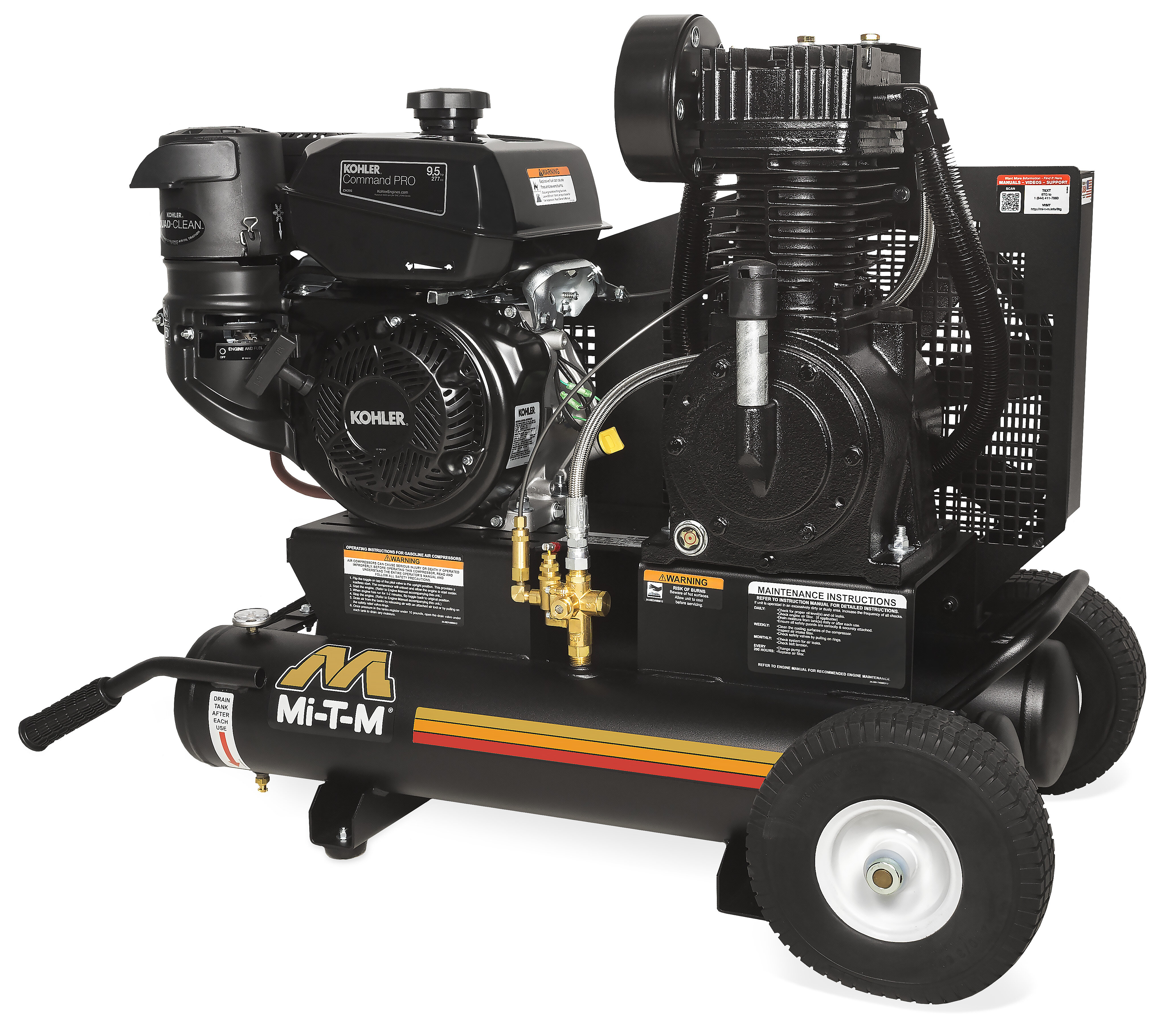 Mi-T-M 8 Gal Industrial Two Stage Gasoline Air Compressor | Gas Driven ...
